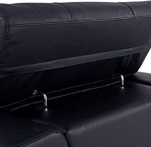 Blackjack Furniture Gianni Mid Century Modern Italian Leather Living Room Sofa, Black