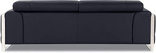 Blackjack Furniture Gianni Mid Century Modern Italian Leather Living Room Sofa, Black