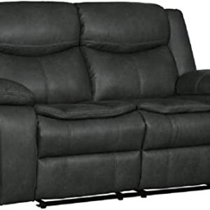 Blackjack Furniture Marsden Modern Leather Air Reclining Living Room Loveseat, Gray