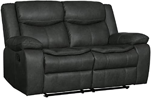 Blackjack Furniture Marsden Modern Leather Air Reclining Living Room Loveseat, Gray