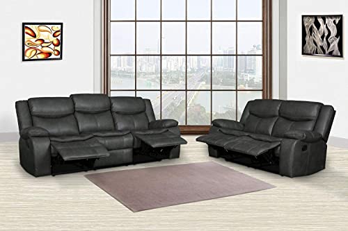 Blackjack Furniture Marsden Modern Leather Air Reclining Living Room Loveseat, Gray