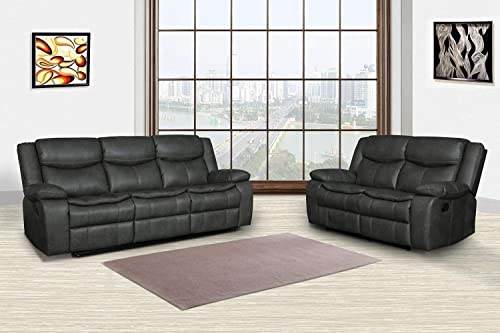 Blackjack Furniture Marsden Modern Leather Air Reclining Living Room Loveseat, Gray