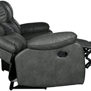 Blackjack Furniture Marsden Modern Leather Air Reclining Living Room Loveseat, Gray