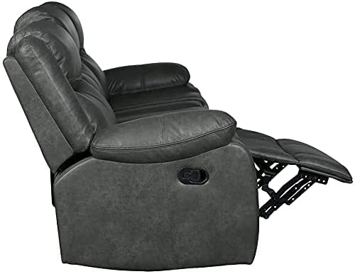 Blackjack Furniture Marsden Modern Leather Air Reclining Living Room Loveseat, Gray