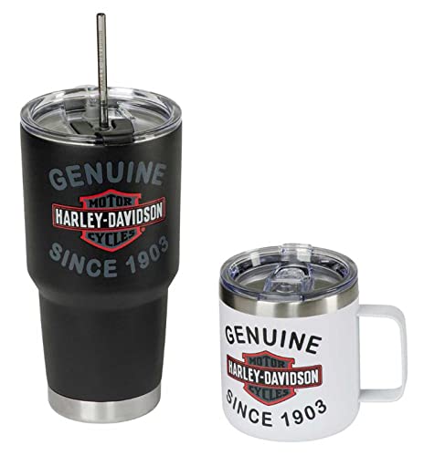 Harley-Davidson Genuine Travel Mug & Tumbler Set, Double-Wall Stainless Steel