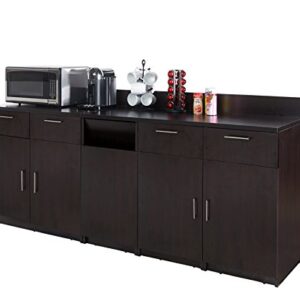 BREAKtime Buffet Sideboard Kitchen Break Room Lunch Coffee Kitchenette Model 8007 3 pc Espresso – Factory Assembled (Furniture Items Purchase ONLY)