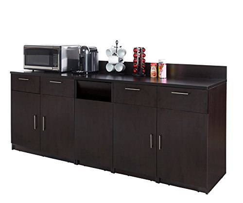 BREAKtime Buffet Sideboard Kitchen Break Room Lunch Coffee Kitchenette Model 8007 3 pc Espresso – Factory Assembled (Furniture Items Purchase ONLY)