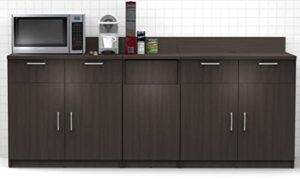 BREAKtime Buffet Sideboard Kitchen Break Room Lunch Coffee Kitchenette Model 8007 3 pc Espresso – Factory Assembled (Furniture Items Purchase ONLY)