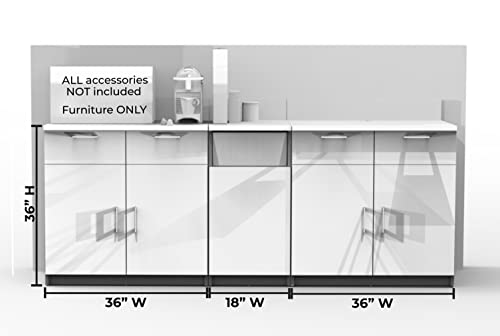 BREAKtime Buffet Sideboard Kitchen Break Room Lunch Coffee Kitchenette Model 8007 3 pc Espresso – Factory Assembled (Furniture Items Purchase ONLY)