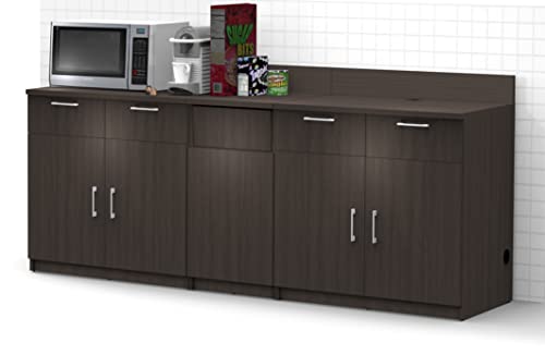 BREAKtime Buffet Sideboard Kitchen Break Room Lunch Coffee Kitchenette Model 8007 3 pc Espresso – Factory Assembled (Furniture Items Purchase ONLY)