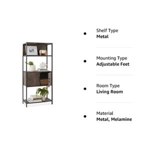 Best Choice Products 4-Tier Bookshelf, Tall Bookcase, Wood Storage Cabinet for Living Room, Bedroom, Entryway, Home Office w/Cabinet, Enclosed Storage, Shelf Space, Metal Sturdy Frame - Dark Walnut