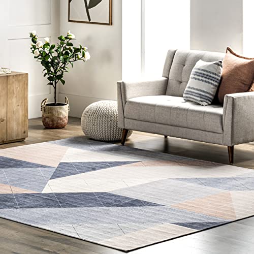 nuLOOM Afton Modern Diamond Machine Washable Area Rug, 8x10, Beige