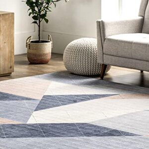 nuLOOM Afton Modern Diamond Machine Washable Area Rug, 8x10, Beige