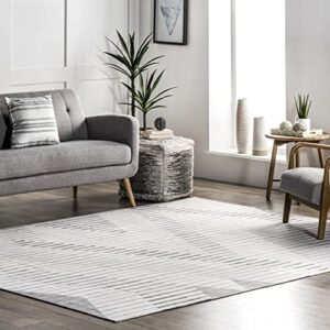 nuloom azzie modern zig zag machine washable area rug, 8x10, beige