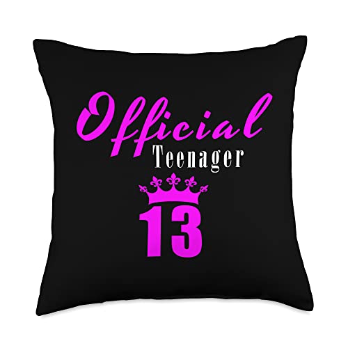 13th Birthday Teenager 13 Years Gift Girl Official Teenager 13 Throw Pillow, 18x18, Multicolor