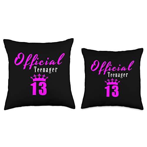 13th Birthday Teenager 13 Years Gift Girl Official Teenager 13 Throw Pillow, 18x18, Multicolor