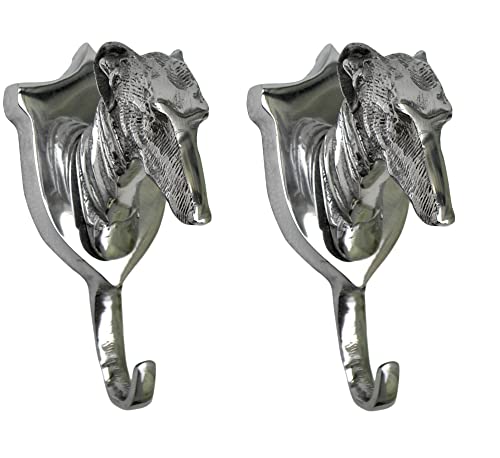 Greyhound Dog Head Metal Wall Mount Hooks Sculpture Lot of 2 Pieces Greyhound Dog Sculpture Unique Figurine Statue Wall Mount Hooks for Home | Office Decorations by INDIAART12