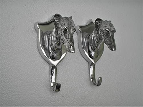 Greyhound Dog Head Metal Wall Mount Hooks Sculpture Lot of 2 Pieces Greyhound Dog Sculpture Unique Figurine Statue Wall Mount Hooks for Home | Office Decorations by INDIAART12