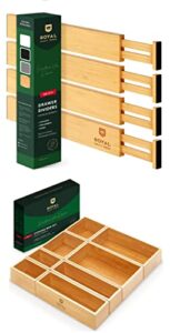 royal craft wood large adjustable bamboo drawer dividers organizers with bamboo storage box set of 8