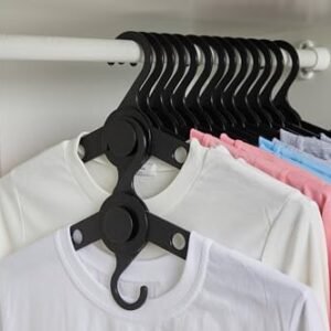 Closet Organizer Foldable Clothe Hangers - Bigtime Closet Space Saver - Holds 20lbs Durable & Portable - Use at Home, Dorm, and Office (Black 10 Pack)