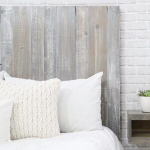 barn walls graywash headboard, farmhouse design, wood headboard wash finish, floating panels, wall mount, adjustable height, easy assembly, king size