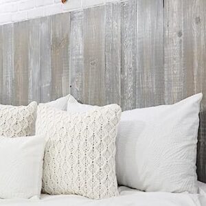 Barn Walls Graywash Headboard, Farmhouse Design, Wood Headboard Wash Finish, Floating Panels, Wall Mount, Adjustable Height, Easy Assembly, King Size