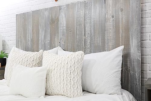 Barn Walls Graywash Headboard, Farmhouse Design, Wood Headboard Wash Finish, Floating Panels, Wall Mount, Adjustable Height, Easy Assembly, King Size