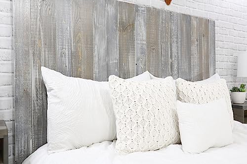 Barn Walls Graywash Headboard, Farmhouse Design, Wood Headboard Wash Finish, Floating Panels, Wall Mount, Adjustable Height, Easy Assembly, King Size