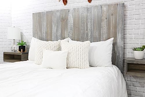 Barn Walls Graywash Headboard, Farmhouse Design, Wood Headboard Wash Finish, Floating Panels, Wall Mount, Adjustable Height, Easy Assembly, King Size