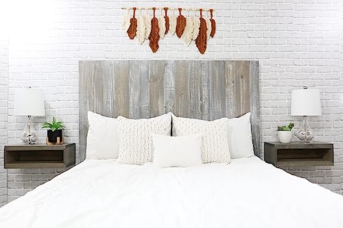 Barn Walls Graywash Headboard, Farmhouse Design, Wood Headboard Wash Finish, Floating Panels, Wall Mount, Adjustable Height, Easy Assembly, King Size