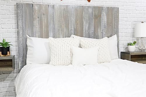 Barn Walls Graywash Headboard, Farmhouse Design, Wood Headboard Wash Finish, Floating Panels, Wall Mount, Adjustable Height, Easy Assembly, King Size