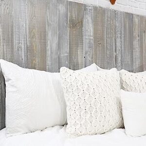 Barn Walls Graywash Headboard Handcrafted, Colorwash Solid Wood Headboard, Leans and Sticks on Wall, Smooth Finish, Anti-Shake Rattle Free, Queen Size