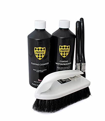 PROTEX Convertible Soft Top Care Kit with Canvas Cleaner & Waterproofer - 1 Ltr, Two Applicator Brushes and One Soft Top Cleaning Brush - BRUSH KIT.…