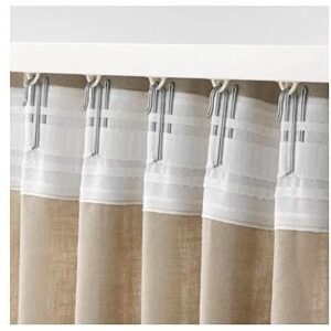 Curtain Tape with Hooks. Perfect for Ceiling Track System or rods with Curtain Rings (100" Tape, 20 Hooks)