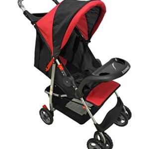 AmorosO Single Stroller - Baby Stroller with Four Wheels - Lightweight Stroller - Convertible Stroller with Extra Storage Space - Foldable Stroller with Sun Protection Hood Cover Red