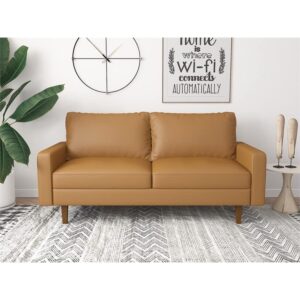 kingway furniture aneley faux leather living room sofa in brown