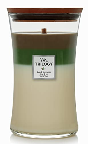 WoodWick Large Hourglass Trilogy Candle, Verdant Earth, 21.5 oz.