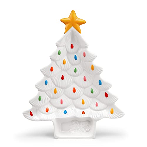 Mr. Christmas Nostalgic Tree Platter with Dip Section - White