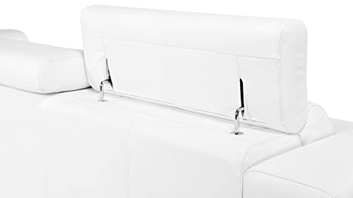 Zuri Furniture Rousso Leather Sectional with Ratcheting Headrests and Right Chaise in White