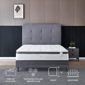 Queen Size Mattress - 10 Inch Cool Memory Foam & Spring Hybrid Mattress with Breathable Cover -Comfort Plush Euro Pillow Top - Rolled in a Box - Oliver & Smith