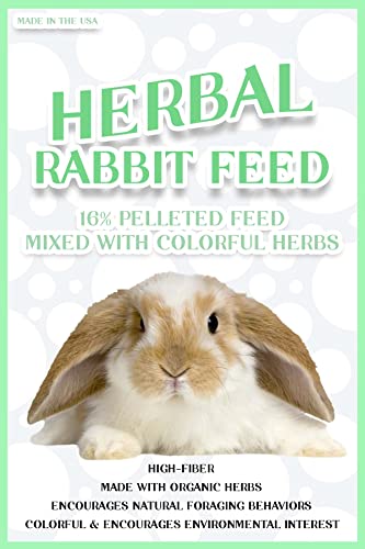 Pampered Chicken Mama Herbal Rabbit Feed 25 LB Bag: Premium Rabbit Food Made with Timothy Hay & Organic Herbs