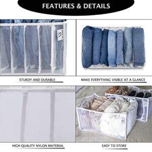 Vani Joprian Wardrobe Clothes Organizer, Closet Organizer Washable, Foldable, Breathable, Mesh Clothes Storage Organizer For Extra Large Jeans 2 Pcs (white)