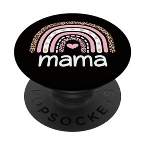 cute pink heart mama rainbow leopard print mom cheetah black popsockets standard popgrip