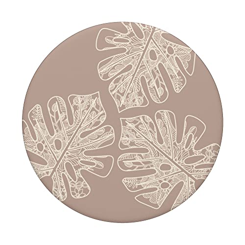 Tropical Monstera Leaves Boho Beige Neutral Floral Pattern PopSockets Swappable PopGrip