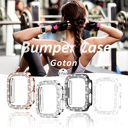 Goton 4 Pack for Apple Watch Series 6 5 4 SE 40mm Bumper Bling Case, Women Glitter Diamond Rhinestone Protector Cover for iWatch Accessories 40mm Clear Silver Black Rose Gold