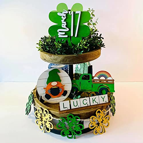 Efitty 5PC Tiered Tray Decor Set Decoration Farmhouse Decorations Home for Two Kitchen Shelf Coffee Bar St. Patrick's Day/Easter/Spring