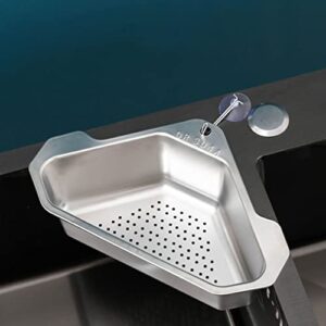 DOITOOL Stainless Steel Corner Sink Strainer Punch- Free Kitchen Sink Caddy Hanging Drain Rack Sponge Holder for Scrubbers Soap Bar Bathroom