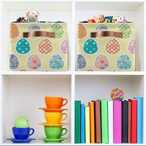 Foldable Storage Basket, Cube Organizer Bins Bright Easter Eggs Cube Bag Dual Handles for Closet Shelf