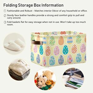 Foldable Storage Basket, Cube Organizer Bins Bright Easter Eggs Cube Bag Dual Handles for Closet Shelf