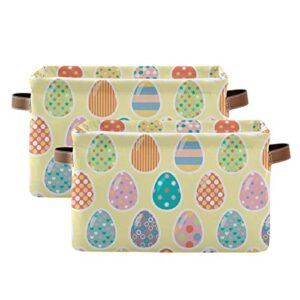 Foldable Storage Basket, Cube Organizer Bins Bright Easter Eggs Cube Bag Dual Handles for Closet Shelf